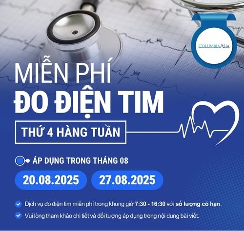 Bệnh viện Columbia Asia Bình Dương miễn phí đo điện tim vào thứ...
